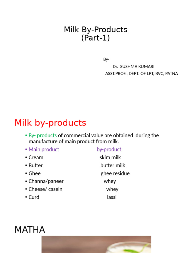 Milk By-Products and Their Uses | PDF