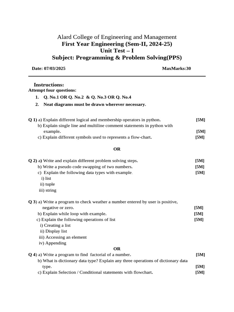 PPS Question Bank | PDF