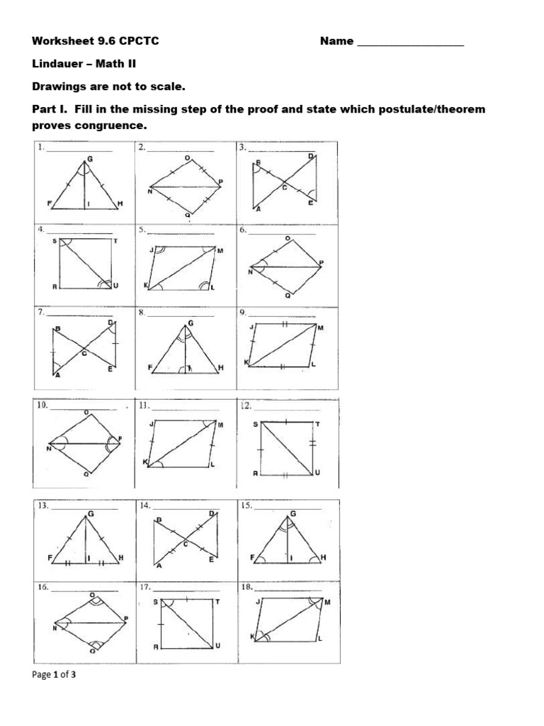 Worksheet 9.6 CPCTC | PDF