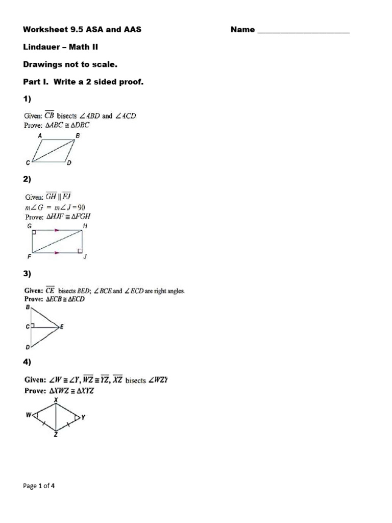 Worksheet 9.5 AAS and ASA | PDF