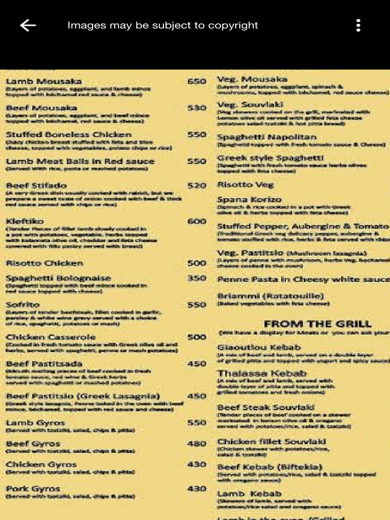 Thalassa Menu | PDF