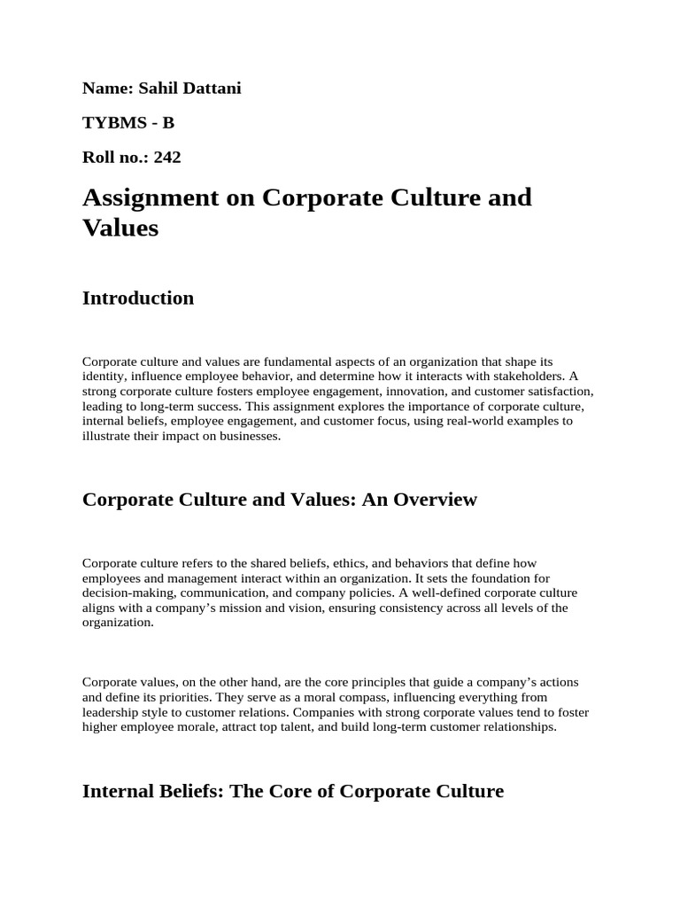 CCPR Indiviual Assignment Tybms 242 | PDF | Diversity (Business) | Organizational Culture