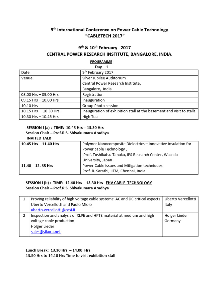Program Schedule | PDF | Electricity | Electromagnetism