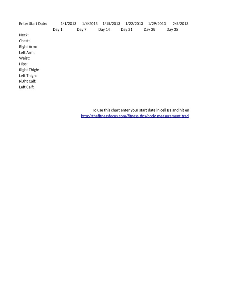 Body Measurement Tracking Chart | PDF