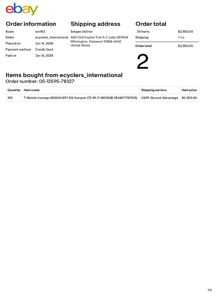 Order Details _ EBay | PDF