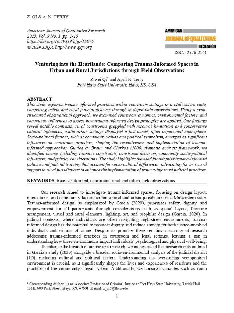 Venturing Into The Heartlands Comparing Trauma Informed Spaces in Urban and Rural Jurisdictions ...