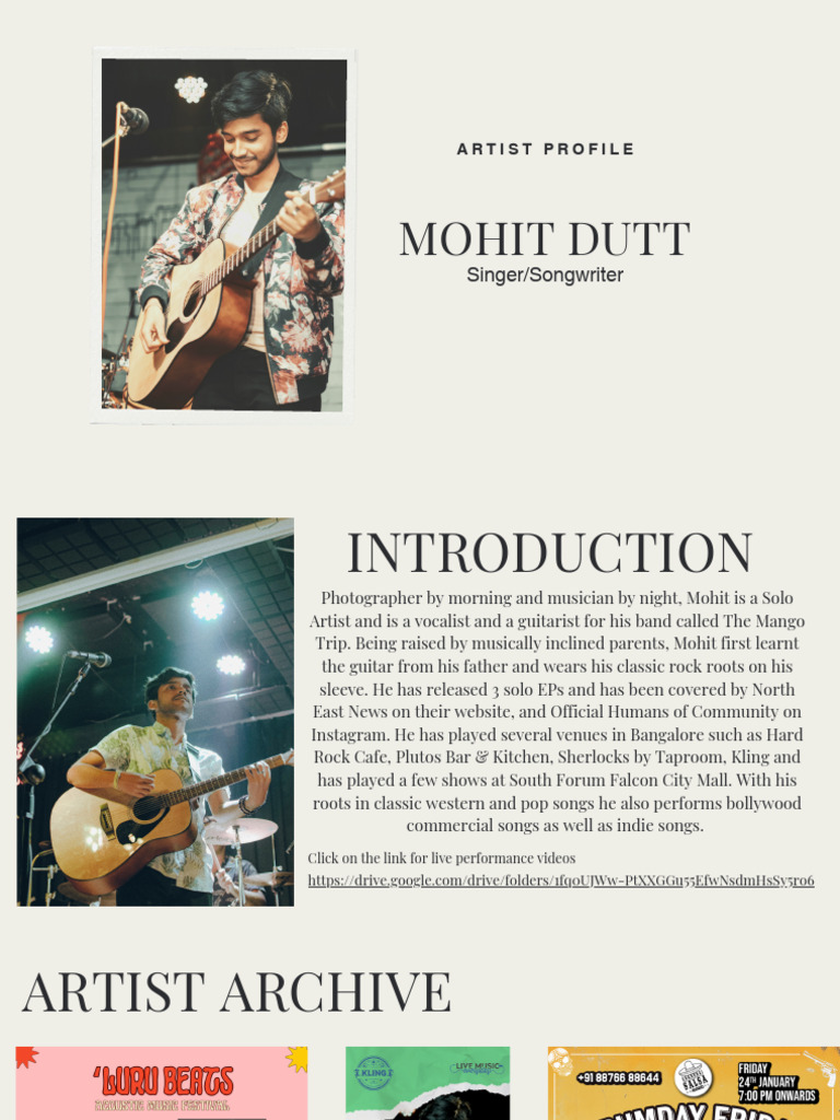 Artist Profile - Mohit Dutt | PDF