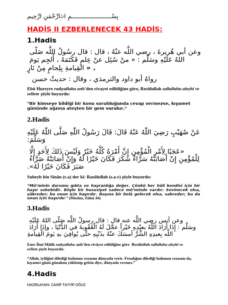 43 Hadiss | PDF