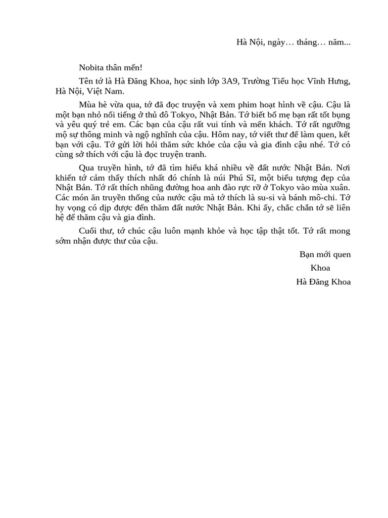 Thu Gui Ban Nuoc Ngoai Khoa | PDF