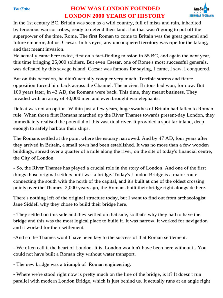 Origins of Londinium: A Roman Legacy | PDF | Ancient Rome