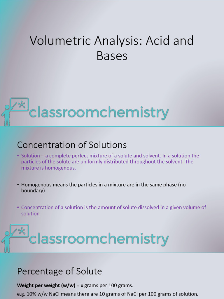 Volumetric Analysis Acids and Bases CC | PDF | Mass Concentration ...