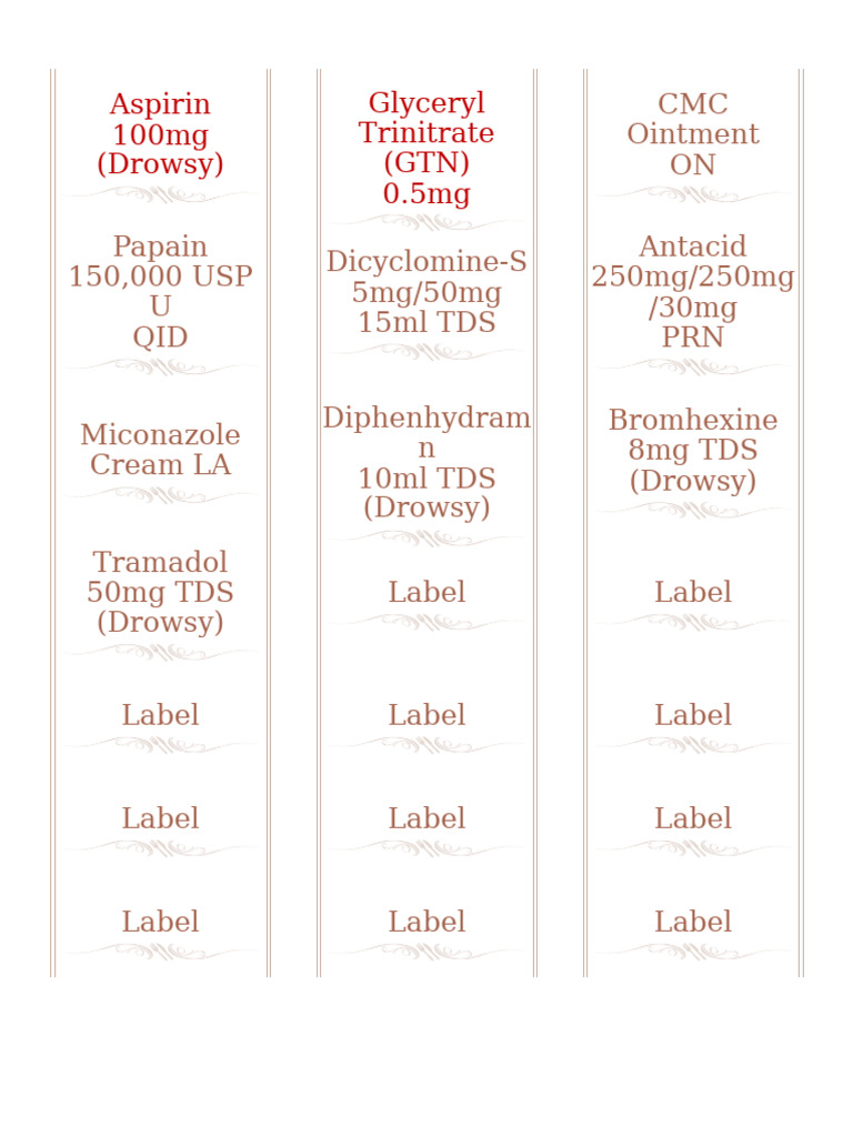 Medication Dosage and Instructions Guide | PDF