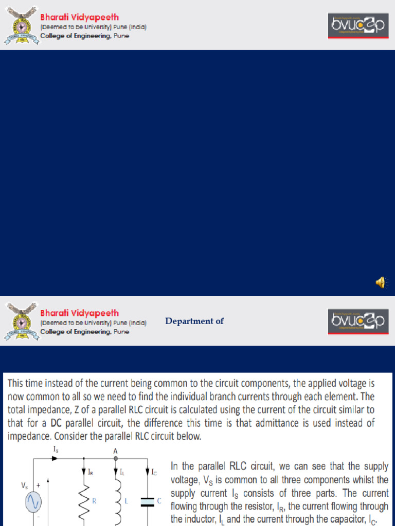 Lecture 26 and 27 - Parallel RLC Circuit Analysis and Resonance in ...