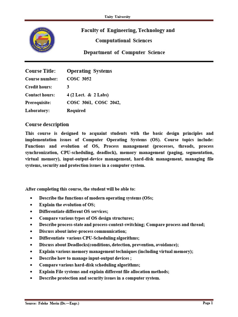 Operating Systems Course Overview | PDF | Scheduling (Computing) | Process (Computing)