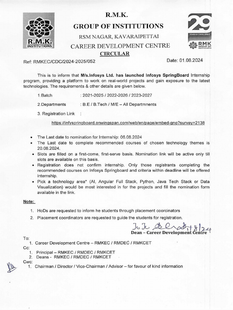 Infosys Circular | PDF