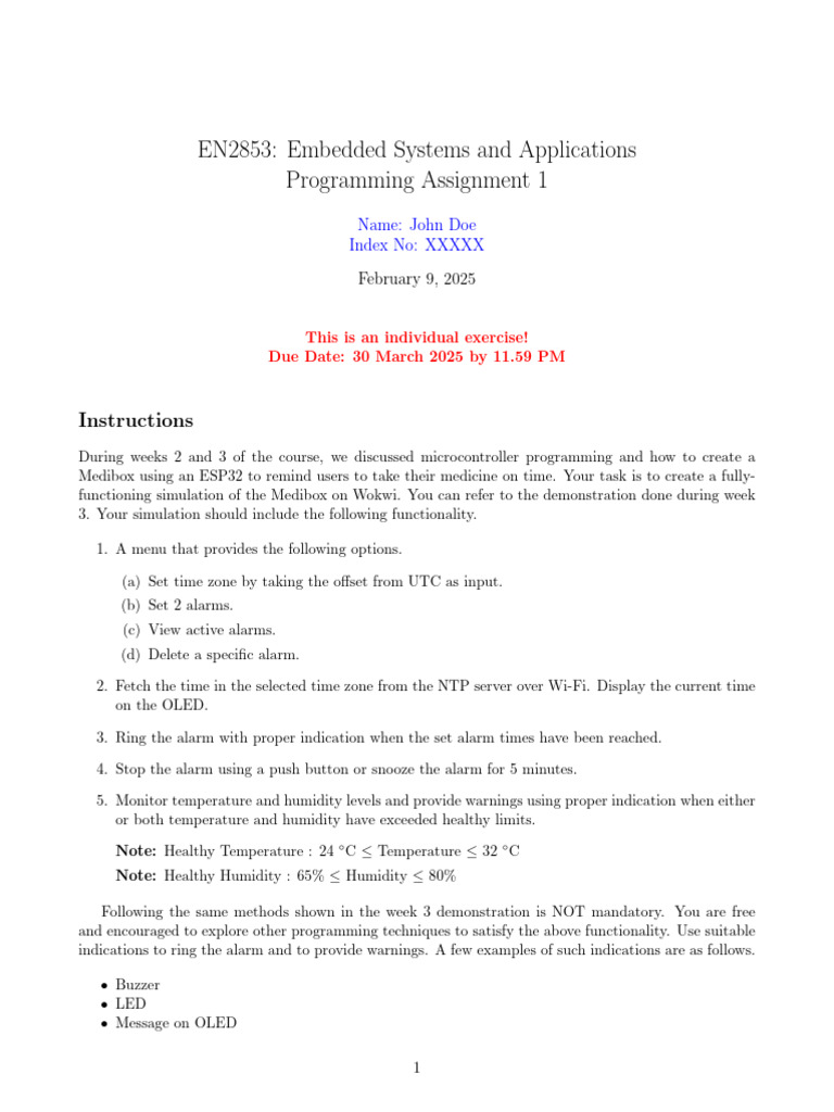 In21 EN2853 ProgrammingAssignment1 | PDF | Computer Science | Computer Engineering