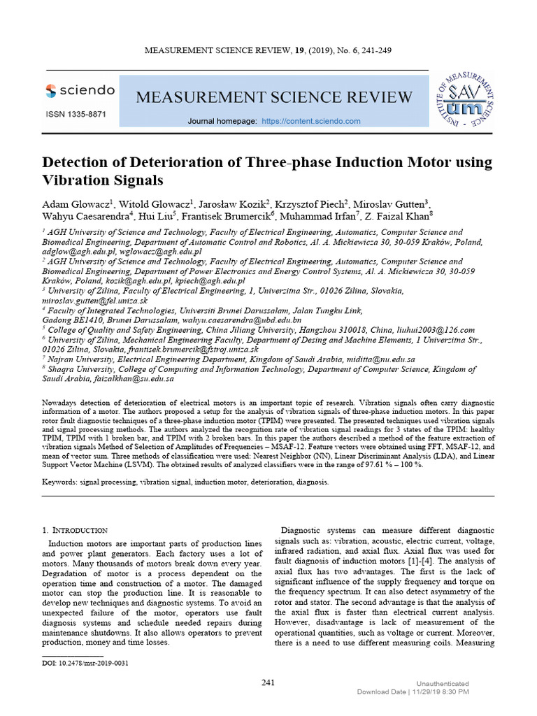 Vibration-Based Diagnosis of Induction Motors | PDF | Electric Motor ...