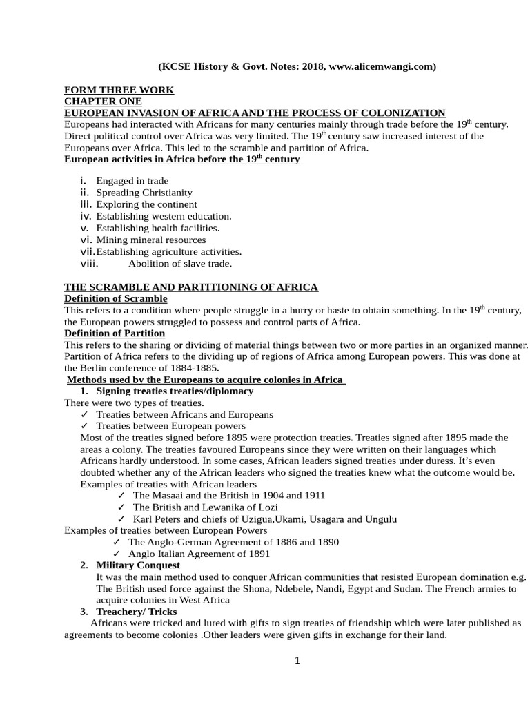 1. SCRAMBLE AND PARTITION OF AFRICA | PDF | Africa | East Africa