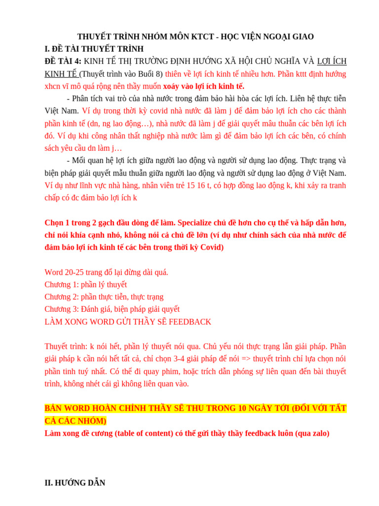 Hướng dẫn bài nhóm KTCT | PDF