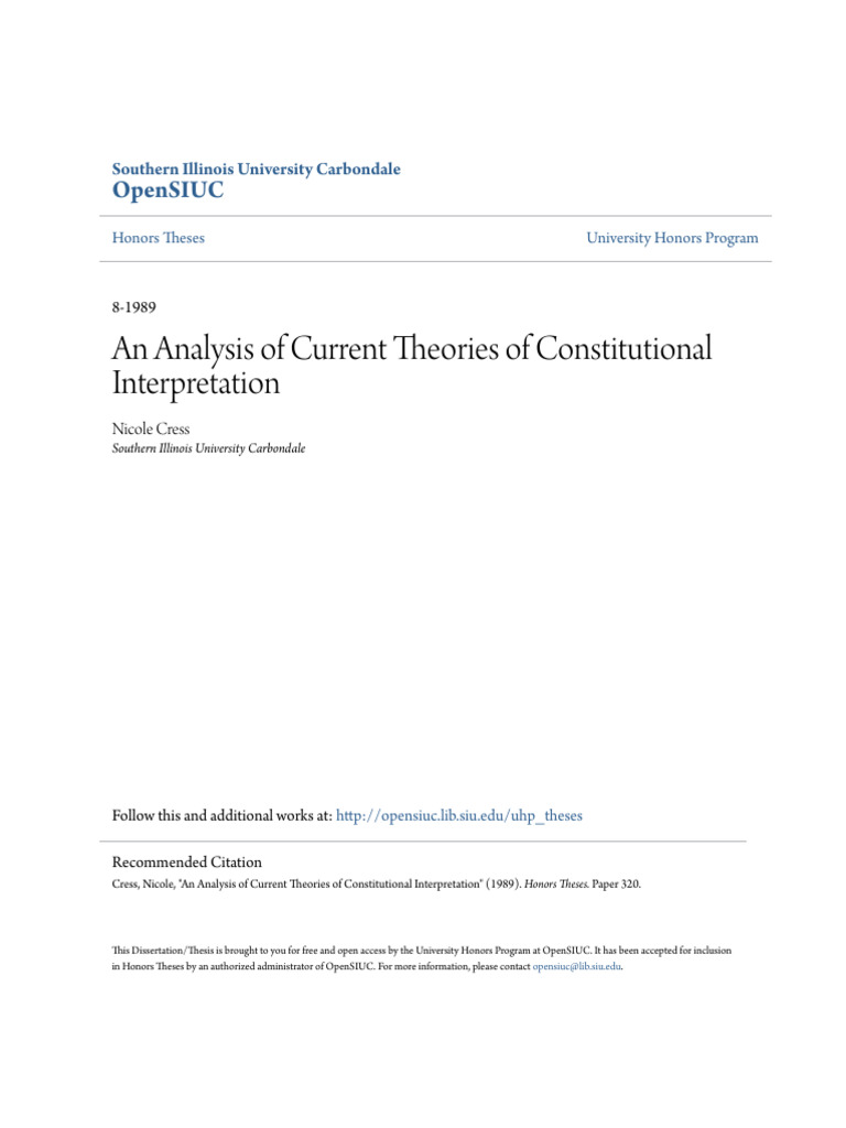 Current Theories of Constitutional Interpretation | PDF | Ratification ...