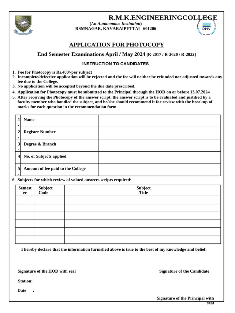 Photocopy Form | PDF