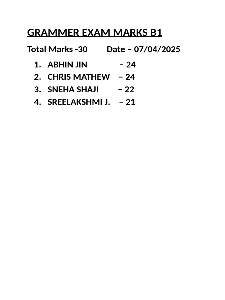 Marks B1 | PDF