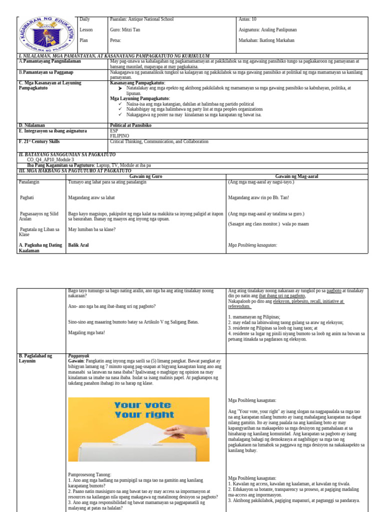 M3 - LP 3 Politikal at Pansibiko | PDF