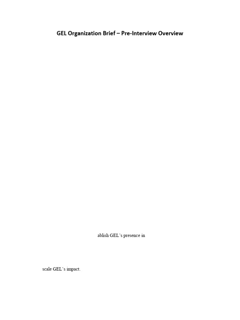 GEL Organization Brief | PDF | Entrepreneurship | Business