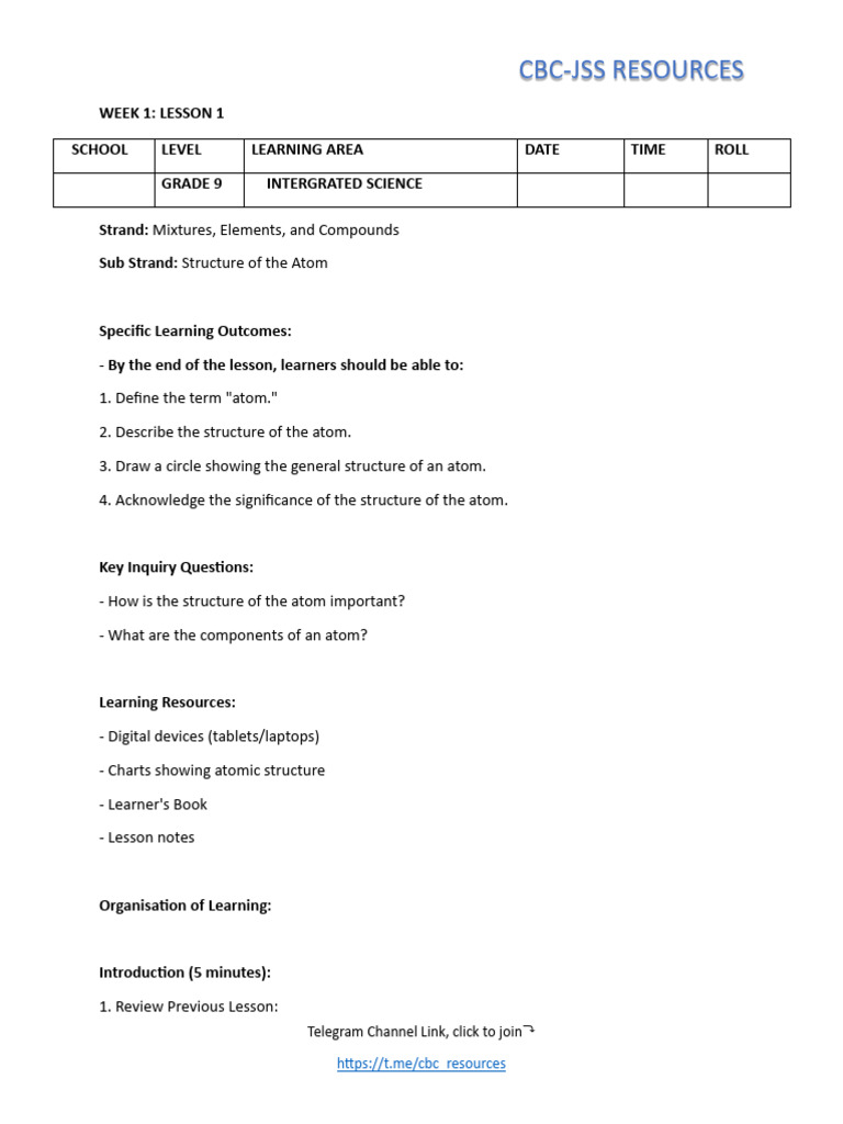 Grade 9 Rationalized Integrated Science Lesson Plans Term 1 | PDF ...
