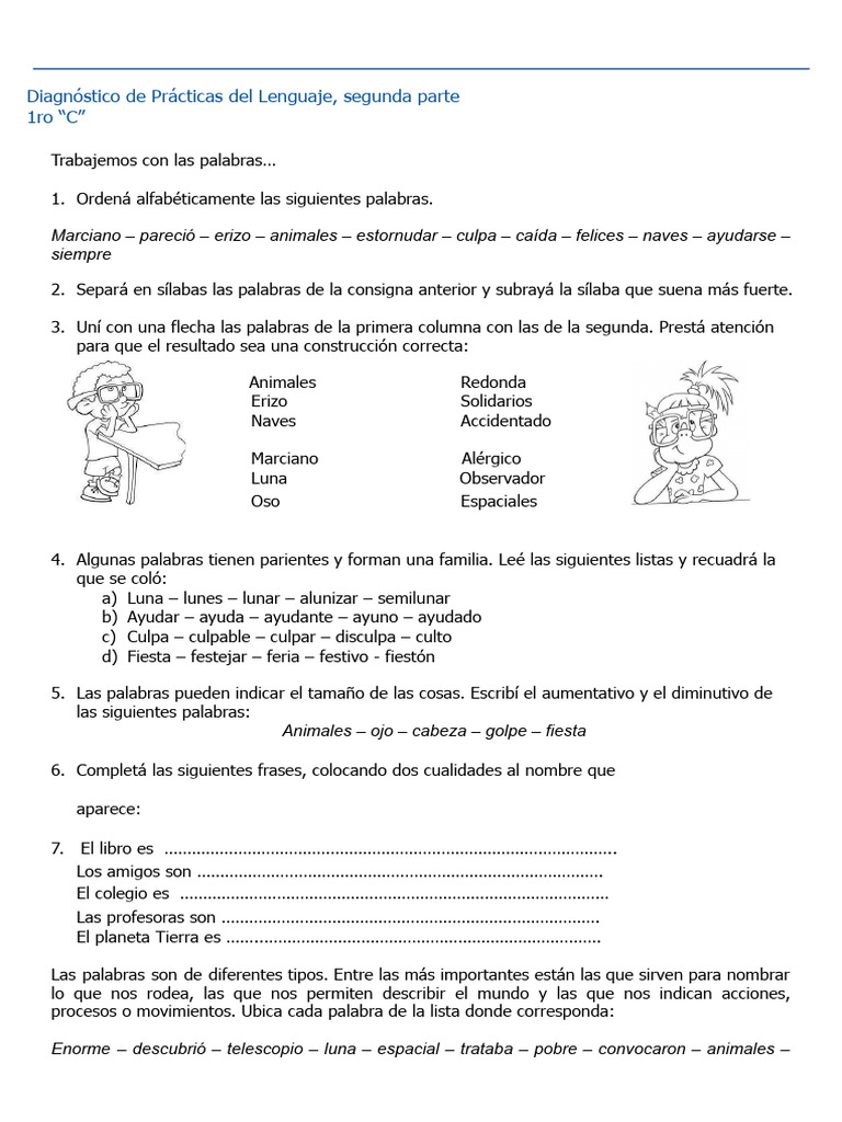 Prácticas del Lenguaje 1ro “C” | PDF