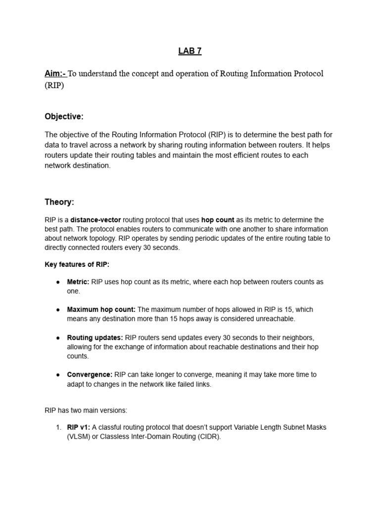 Understanding Routing Information Protocol (RIP) | PDF