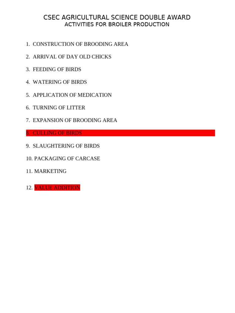 Activities For Broiler & Crop Production | PDF