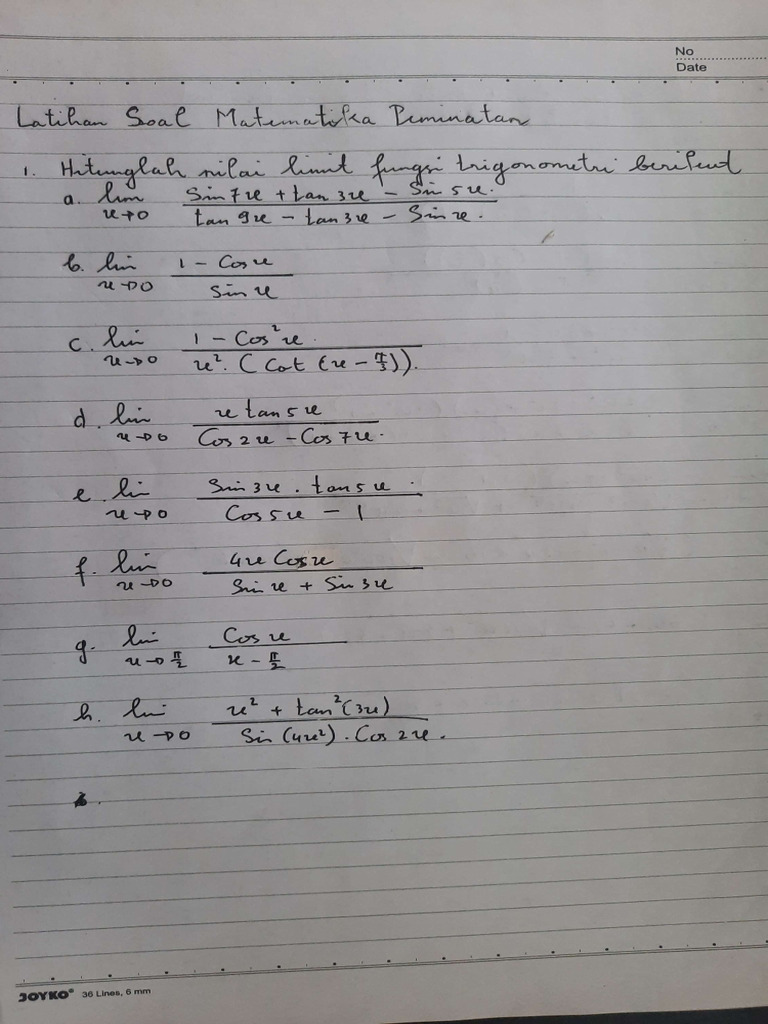Latihan Soal Pat Matematika Peminatan | PDF