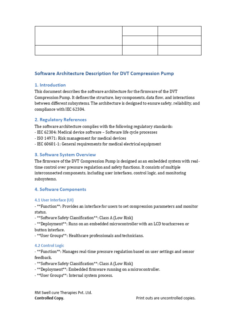Software Architecture DVT Pump | PDF | Medical Device | Embedded System