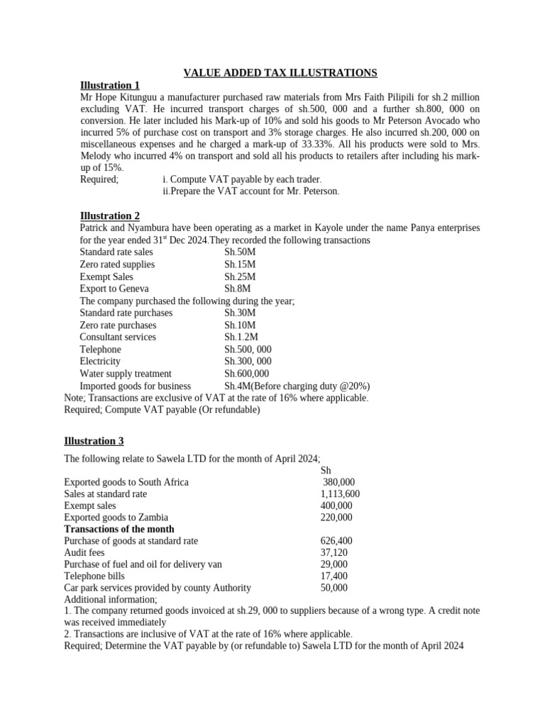 Value Added Tax Illustrations | PDF | Value Added Tax | Taxes