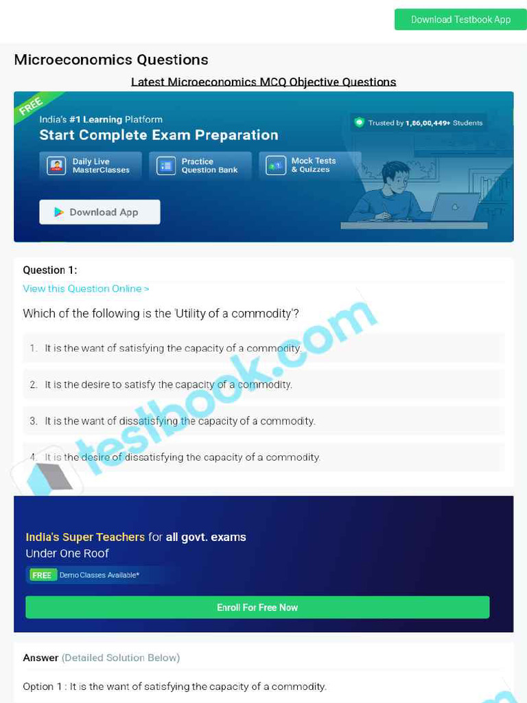MCQ On Microeconomics 5eea6a1239140f30f369ec4c | PDF