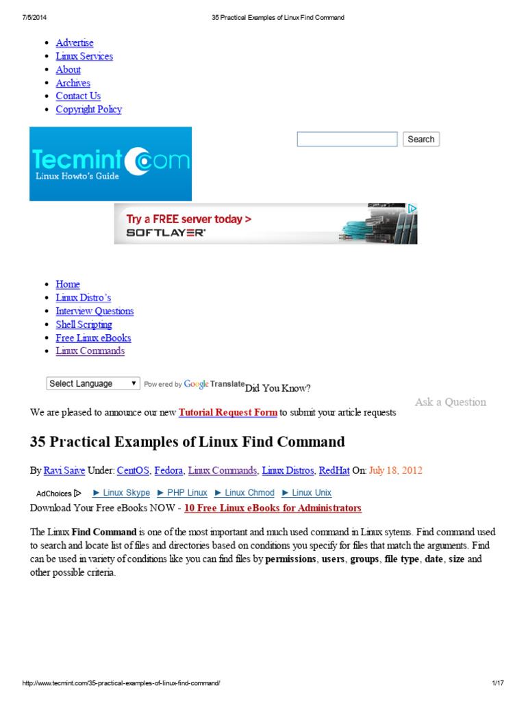 35 Practical Examples Of Linux Find Command Pdf Computer File
