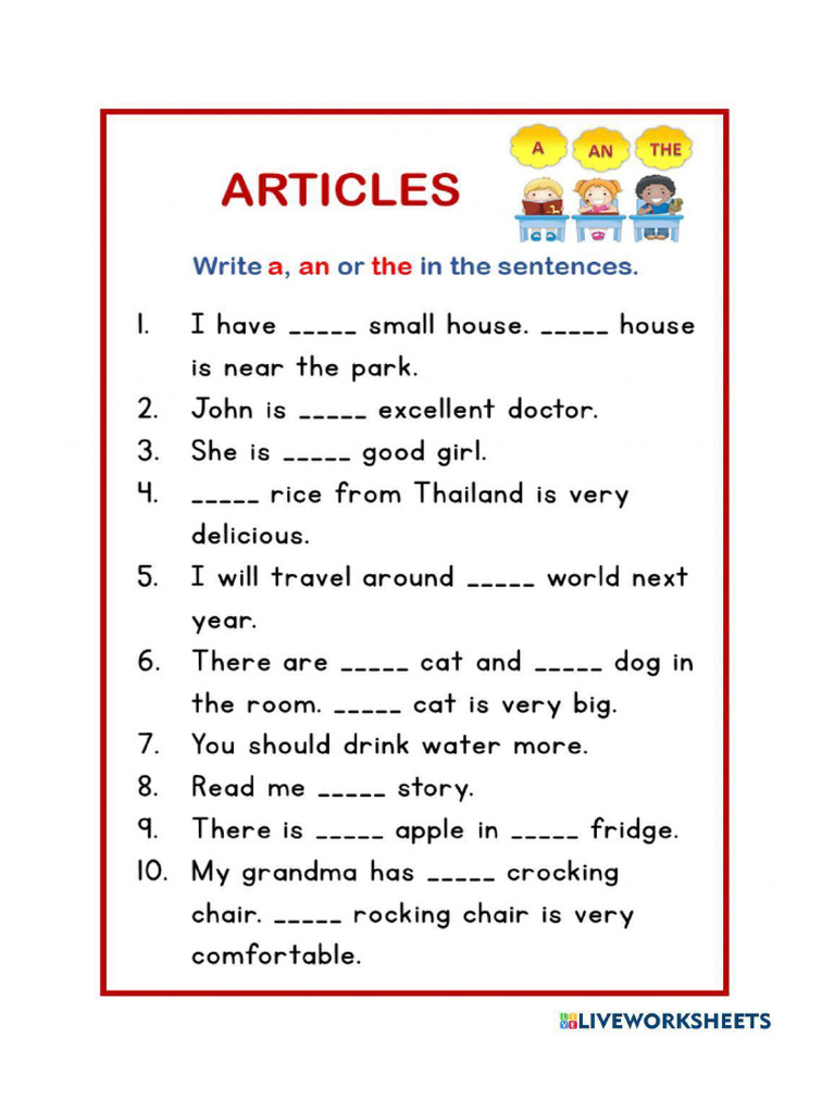 Article A, An and The - Worksheet Kids | PDF