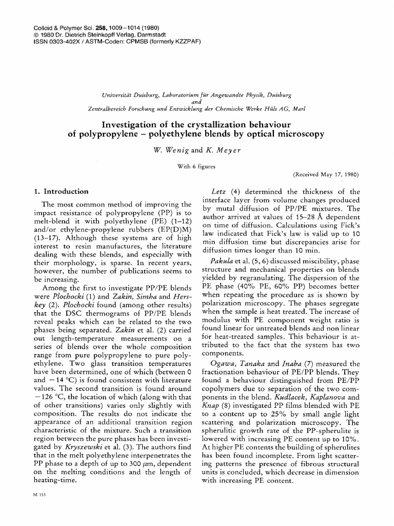 Investigation of the crystallization behaviour of polypropylene ...