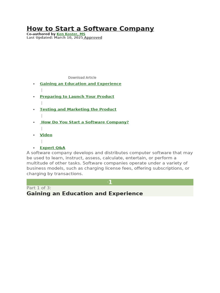 How to Start a Software Company | PDF | Partnership | Limited Liability ...