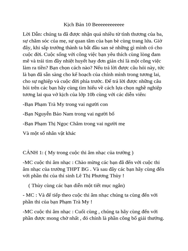 Kịch Bản 10 Beeeeeeeeeeee | PDF