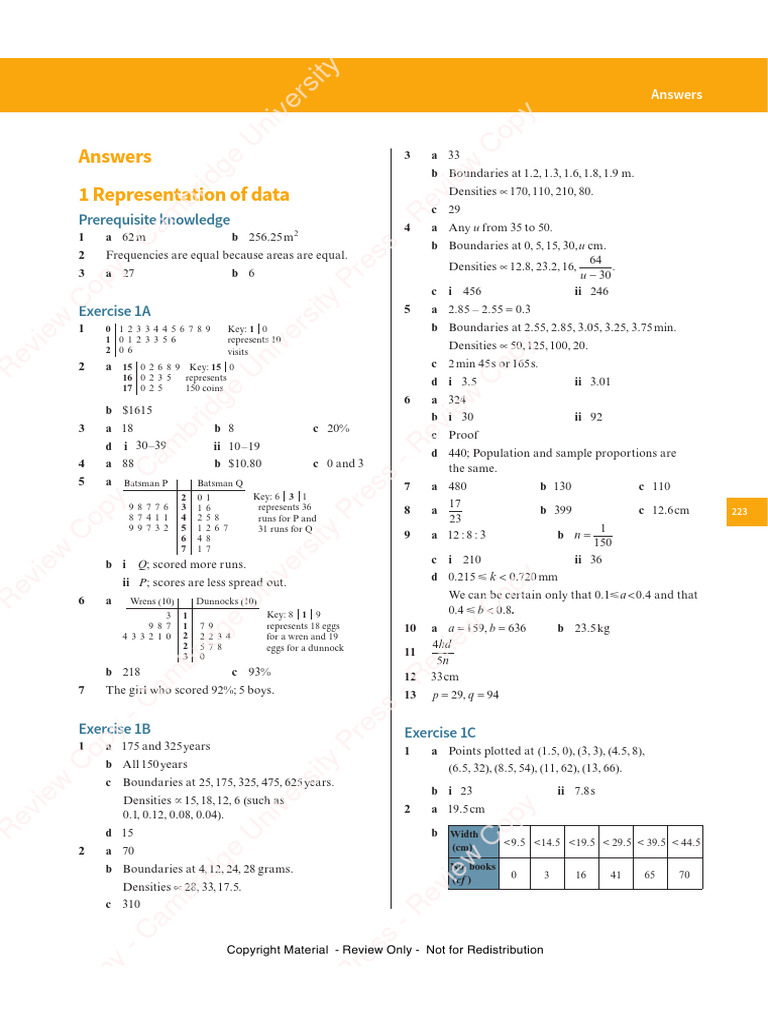 s1 Answers Alevel Textbook | PDF