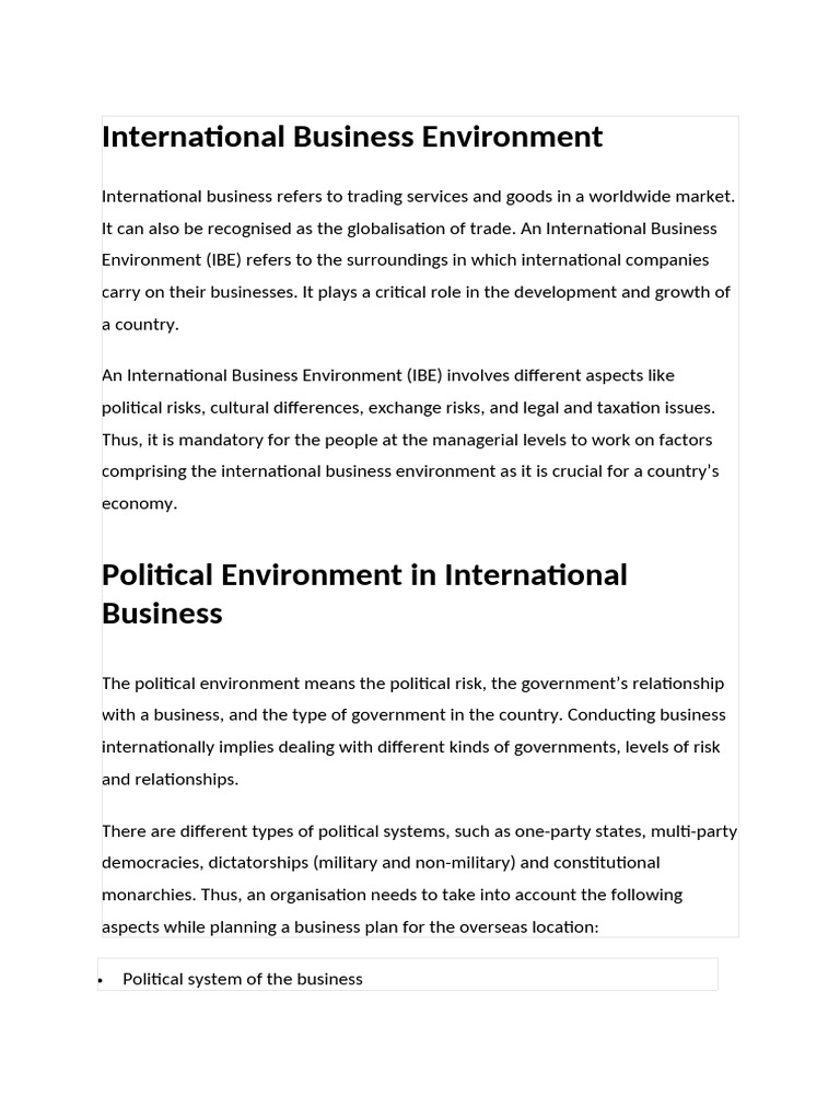 International Business Environment | PDF | Gross Domestic Product ...