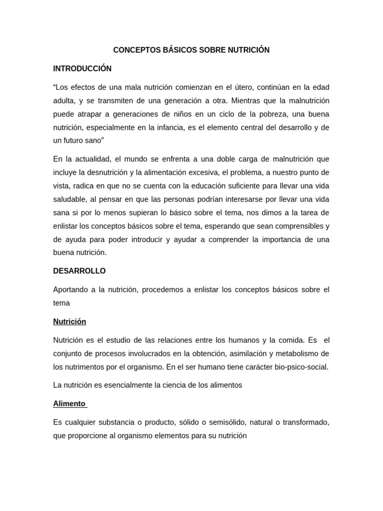 Conceptos Bã Sicos Sobre Nutriciã"n | PDF | Alimentos | Dieta y nutrición