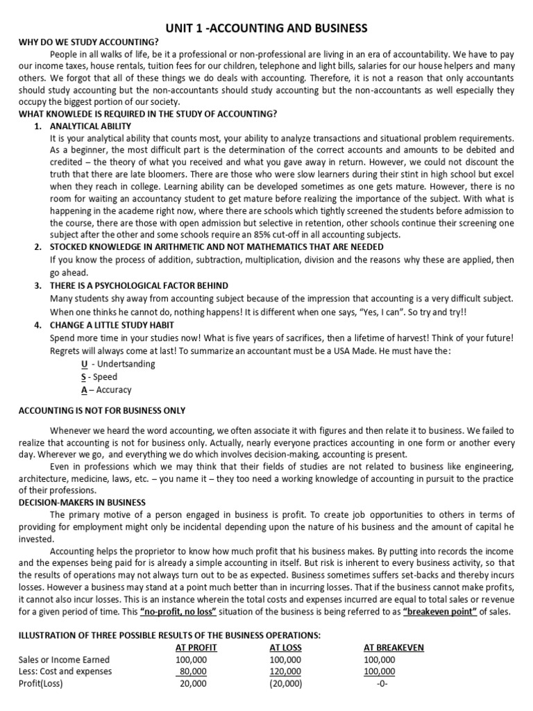 Importance of Accounting in Business | PDF | Equity (Finance) | Balance ...