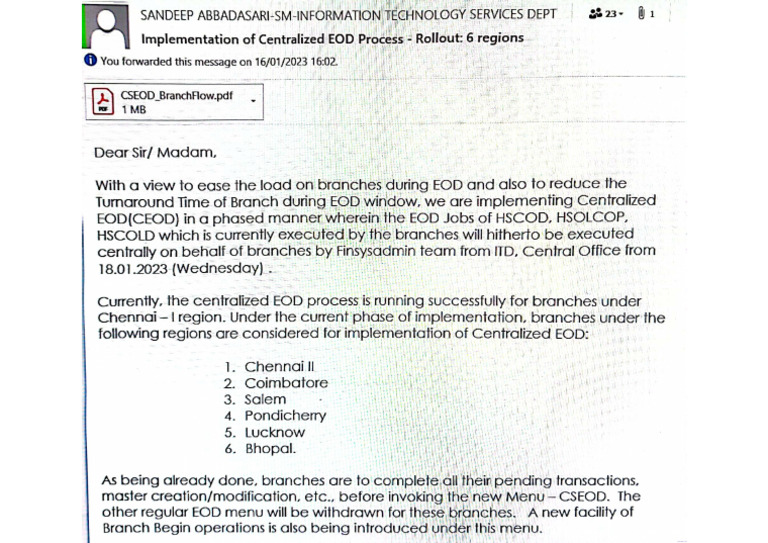 (RR) Centralised EOD From 18.01.2023 | PDF