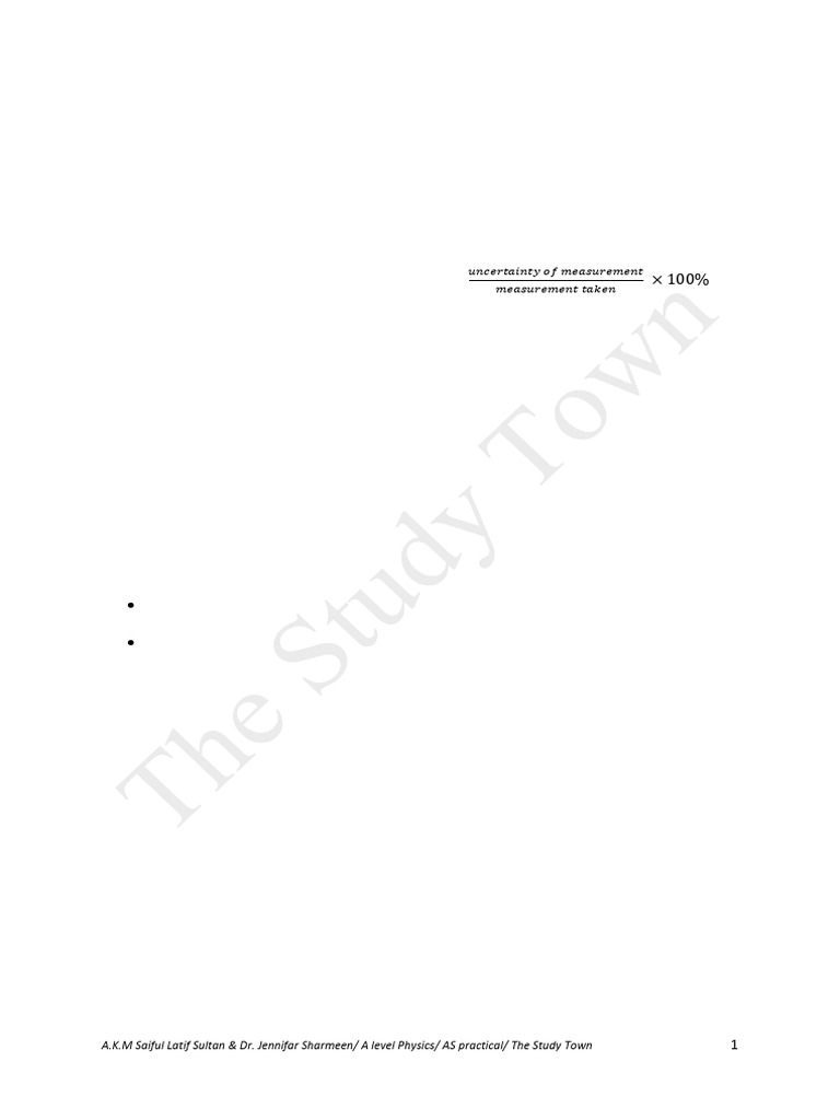 Uncertainty and Errors in AS Physics Practical | PDF | Observational ...