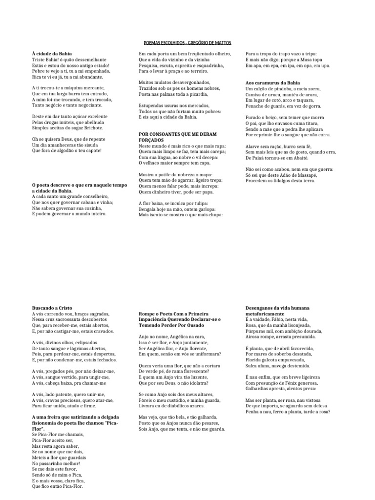 Poemas Escolhidos - Gregório | PDF | Anjo