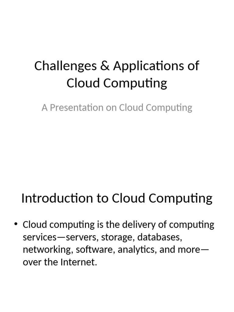 Challenges and Applications of Cloud Computing | PDF