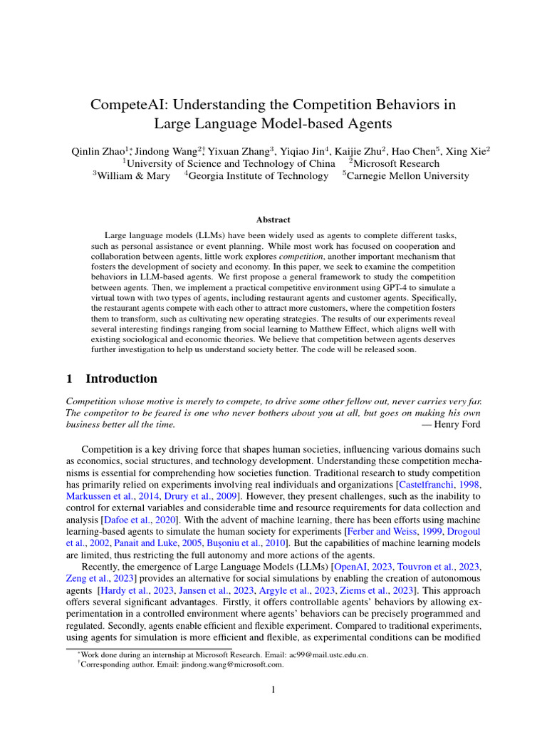 CompeteAI Understanding The Competition Behaviors in | PDF | Menu ...